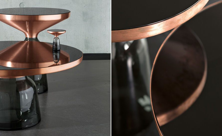 Copper and glass side table store