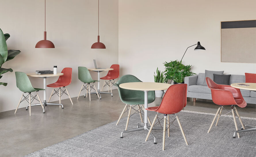 eames molded fiberglass armchair with dowel base | hive