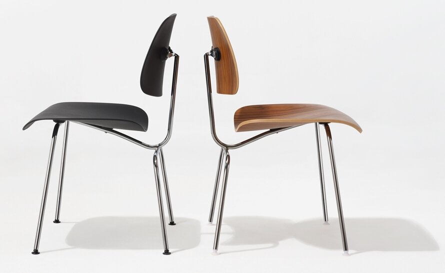 Eames Upholstered Molded Plastic Dining Chair Metal Base EC-127 by Charles & Ray Eames for ...