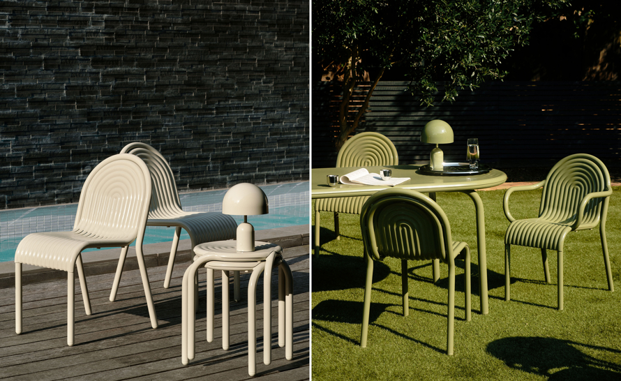 Groove Outdoor Stacking Side Chair Set of 2 by Tom Dixon | hive