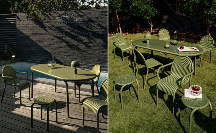 Groove Outdoor Stacking Side Chair Set of 2 by Tom Dixon | hive