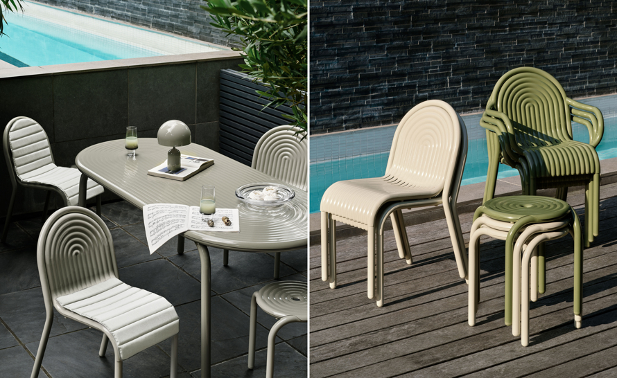 Groove Outdoor Stacking Stool Set of 2 by Tom Dixon | hive