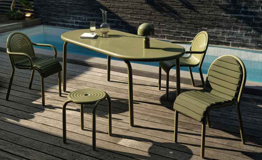 Groove Outdoor Stacking Stool Set of 2 by Tom Dixon | hive
